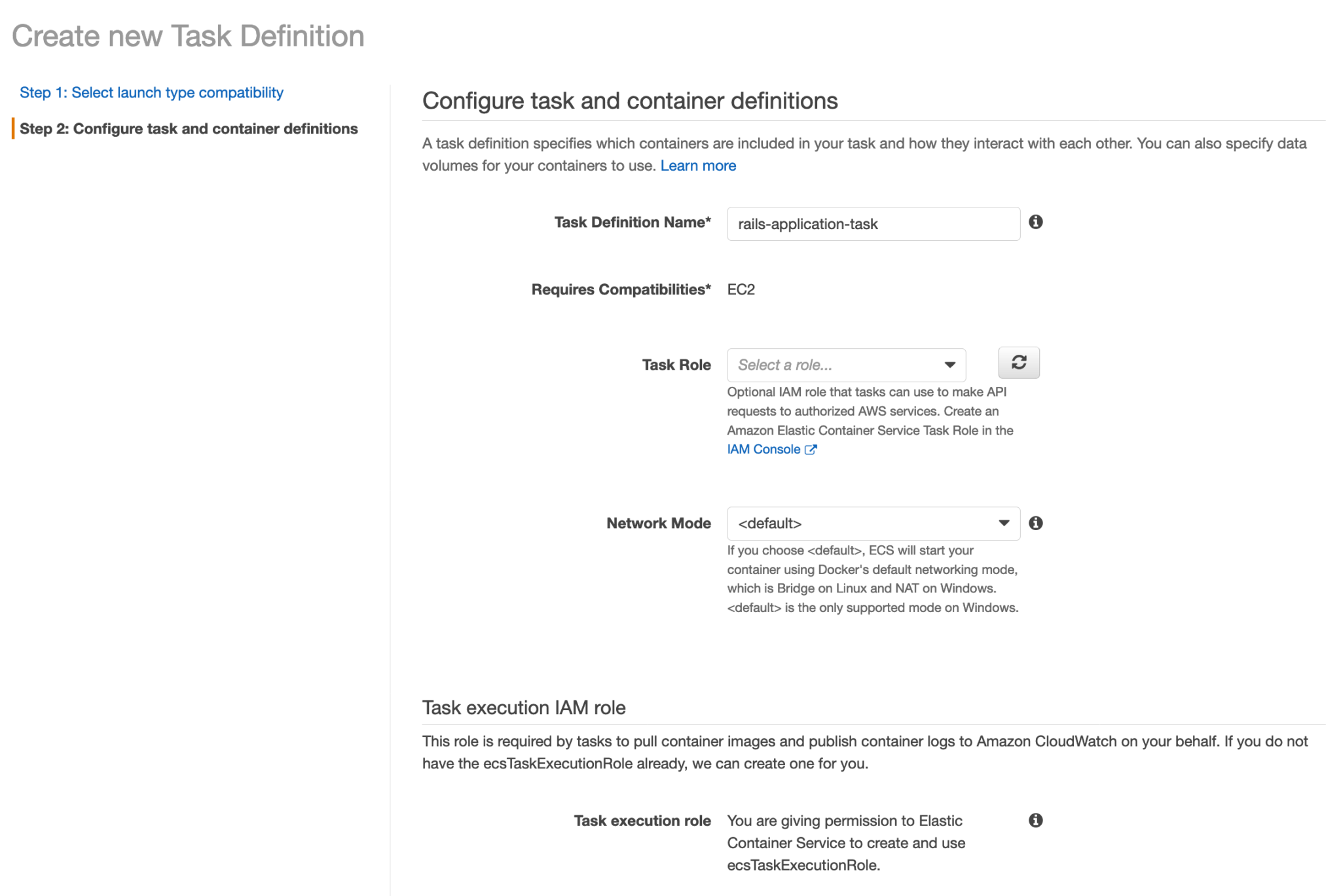 Create ECS task definition for Rails Docker image (Rails and Sidekiq) – Salzam